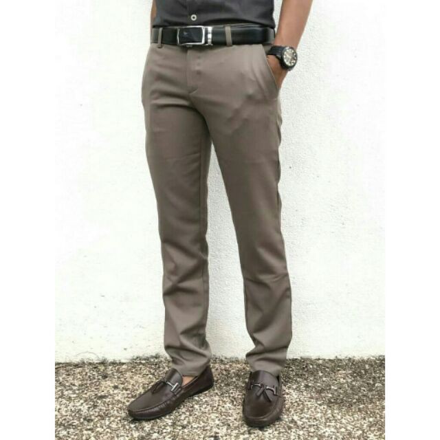 Seluar Slack Lelaki Casual Kain Cotton Lembut Cuttin Slimfit | Shopee ...