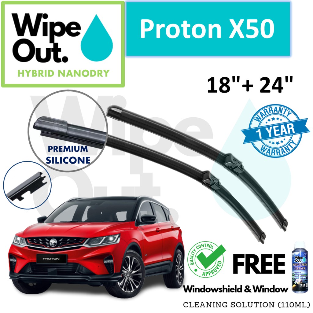 [PREMIUM] Proton X50 WipeOut NANODRY SILICONE Wiper Blade (Front Set ...