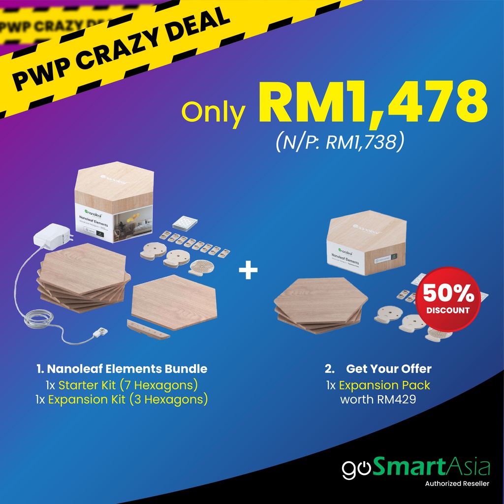goSmart Asia Nanoleaf Elements Bundle |Nanoleaf Elements Starter Kit(7)+Expansion Kit(3) Wall ...