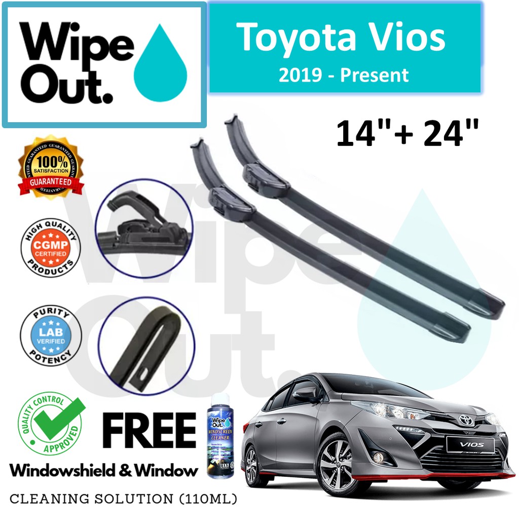 Toyota Vios Yaris 2019 Present Wipeout Nanodry Tech Silicone Wiper