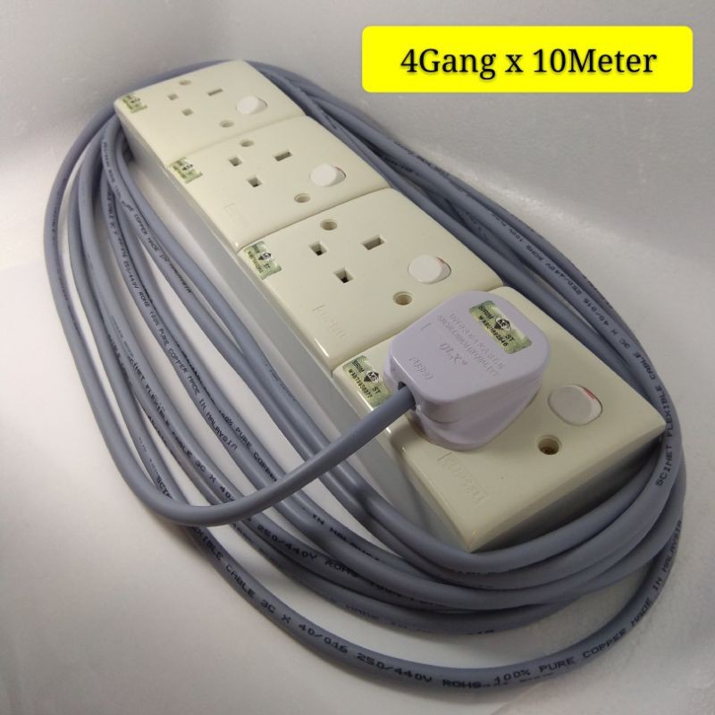 Extension Socket 4 Gang x 10 Meter (SIRIM) | Shopee Malaysia
