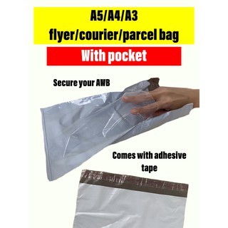 Courier bag with pocket flyer parcel A5 A4 A3 ready stock | Shopee Malaysia