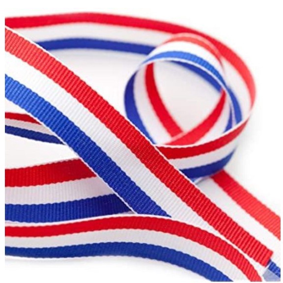 1 ROLL OF CLASSIC RED-WHITE-BLUE RIBBON/MALAYSIA RIBBON/ SIZE: 10MM X ...