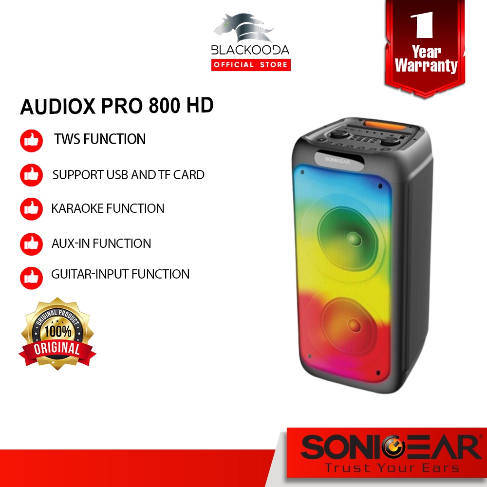 SonicGear Audiox Pro 800HD Bluetooth FM Radio Portable Speaker with 2 Wireless Mic | Shopee Malaysia