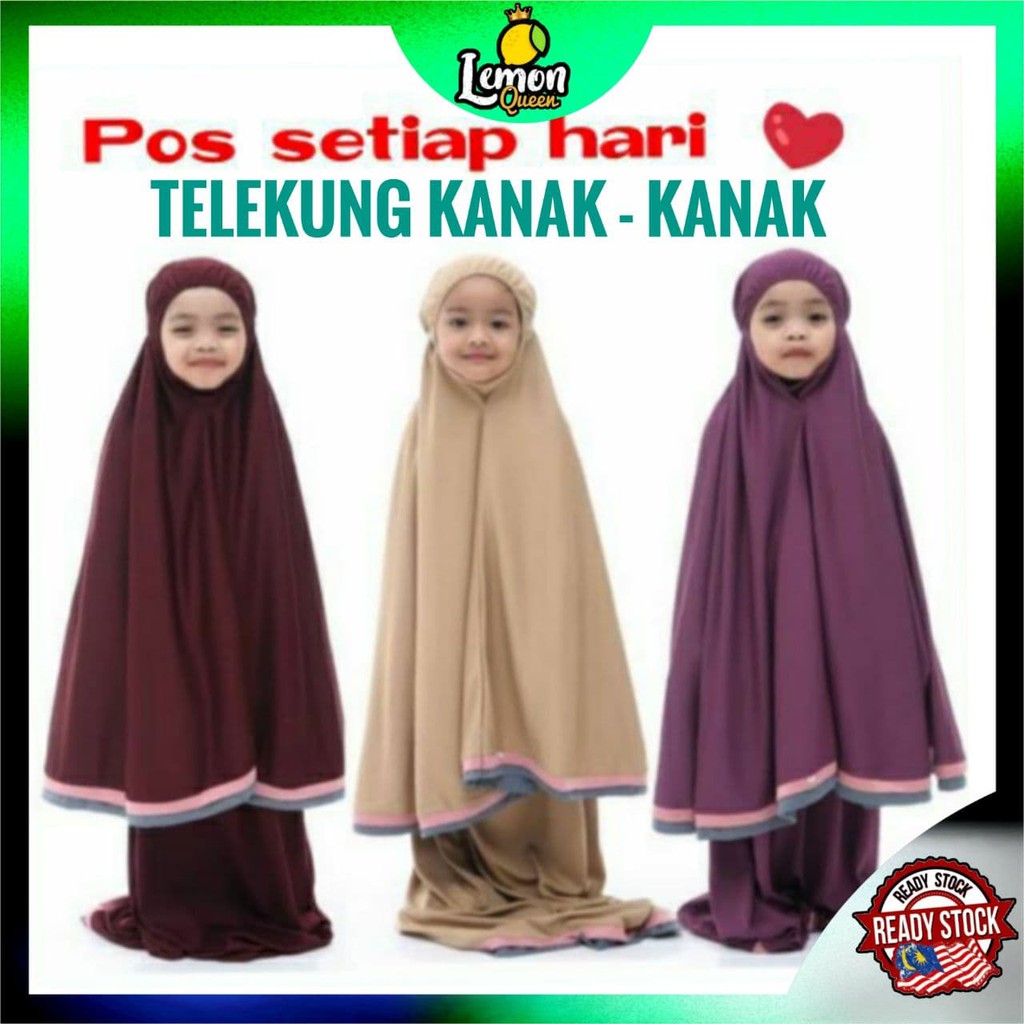 Telekung Budak Kids Arafah Lace Saiz Solat warna Kain Baju Muslimah ...