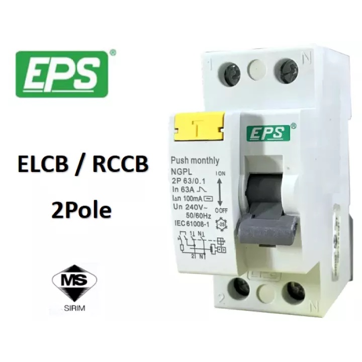EPS 40A 63A 2 POLE 30mA 100mA ELCB / RCCB (SIRIM Approve) | Shopee Malaysia