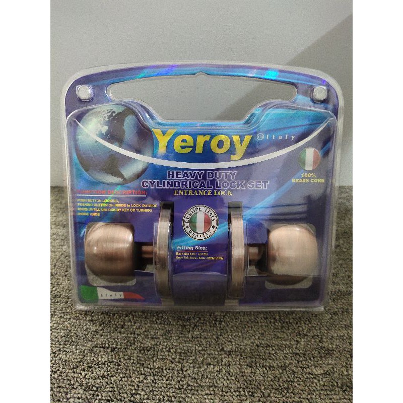 YEROY PUSH BUTTON LOCKING/ HEAVY DUTY / CYLINDRICAL LOCK SET | Shopee ...