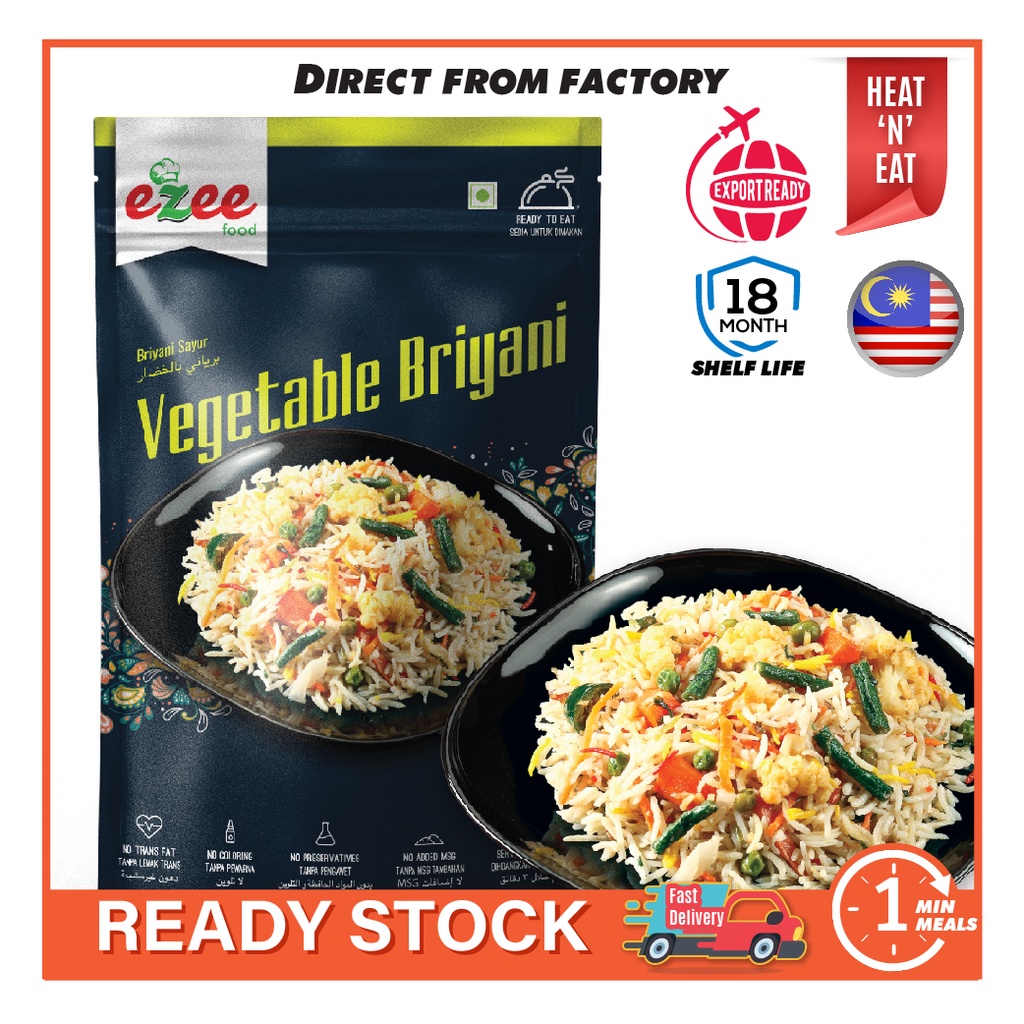 EZEEFOOD BRIYANI SAYUR / VEGETABLE BRIYANI (250G) LOW GI, GLUTEN FREE ...