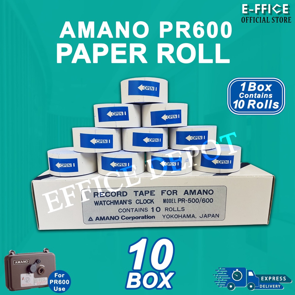 Effice Depot - Paper Roll (10Box/100Rolls) For Amano PR-600 Watchman ...