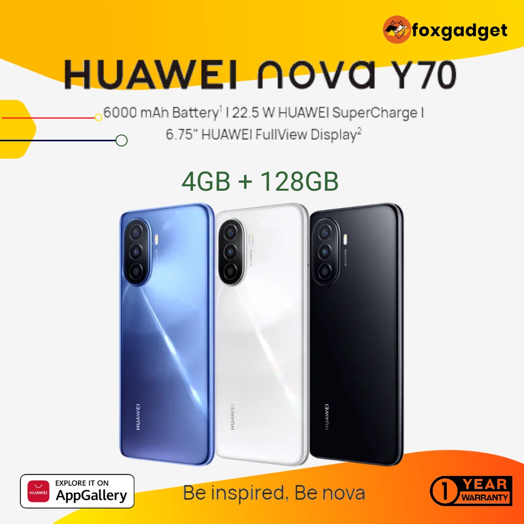 HUAWEI Nova Y70 [4GB + 128GB] 6.75" FullView Display | 6000mAh | 48MP ...