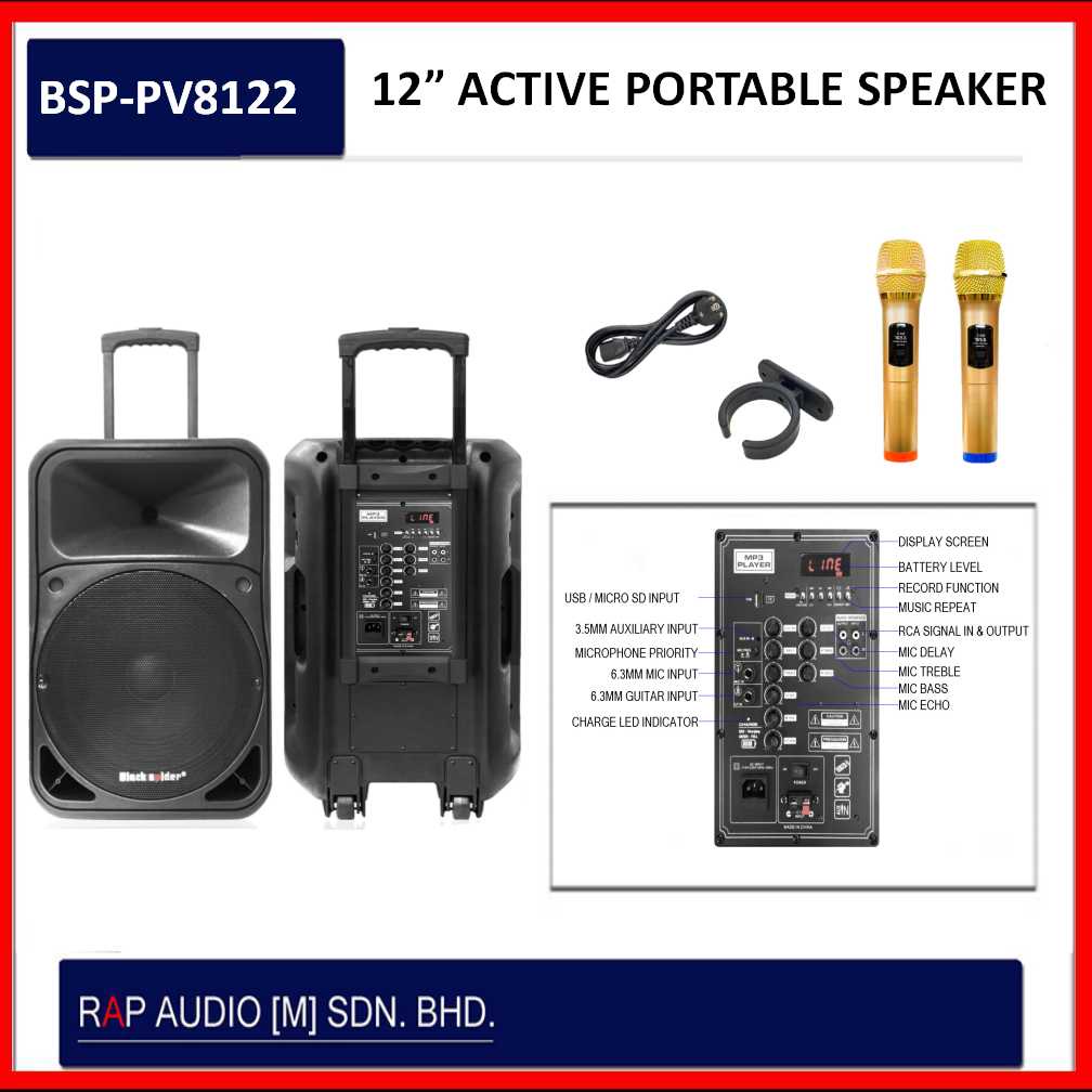 [BLACK SPIDER] BSP-PV8122 PORTABLE 12" SPEAKER | Shopee Malaysia