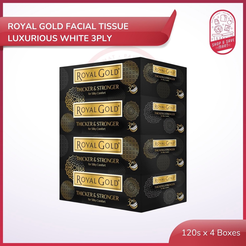 Royal Gold Facial Tissue Luxurious White 3ply (120s x 4 Boxes) | Royal ...