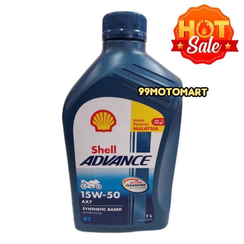 SHELL 4T AX7 10W40 15w50 Semi Synthetic 1L Motorcycle Engine Oil ...