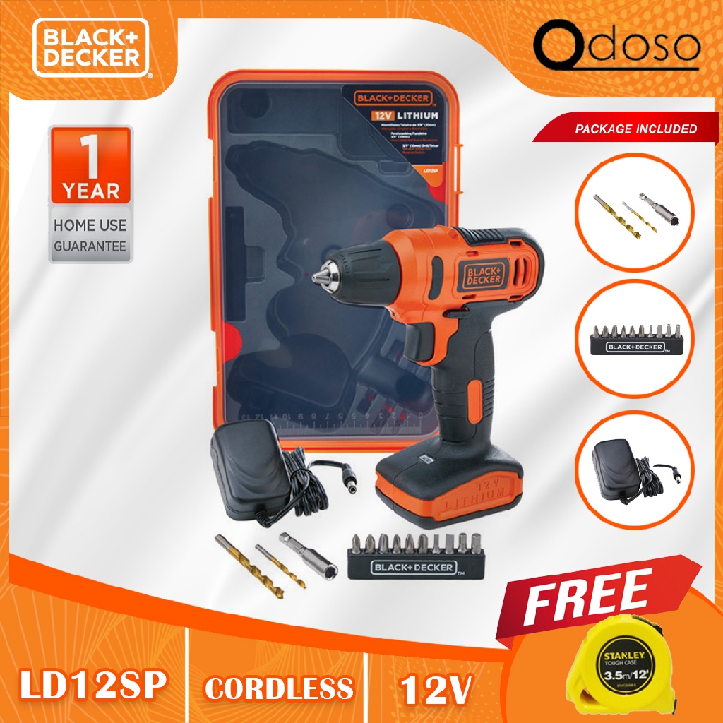 BLACK + DECKER LD12SP Cordless Driver Drill Plus 13-Piece Accessories ...