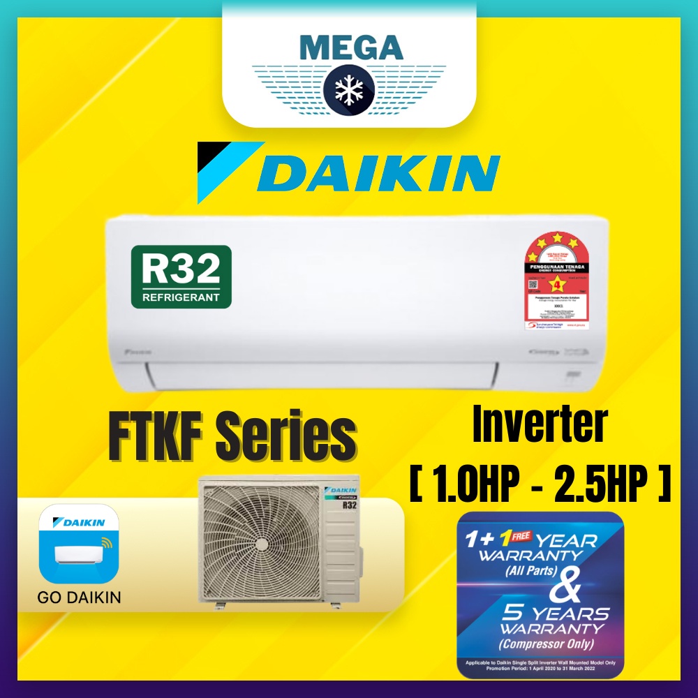 Daikin Aircond Inverter R32 1 0hp ~ 2 5hp Ftkf Model With Wifi Adaptor