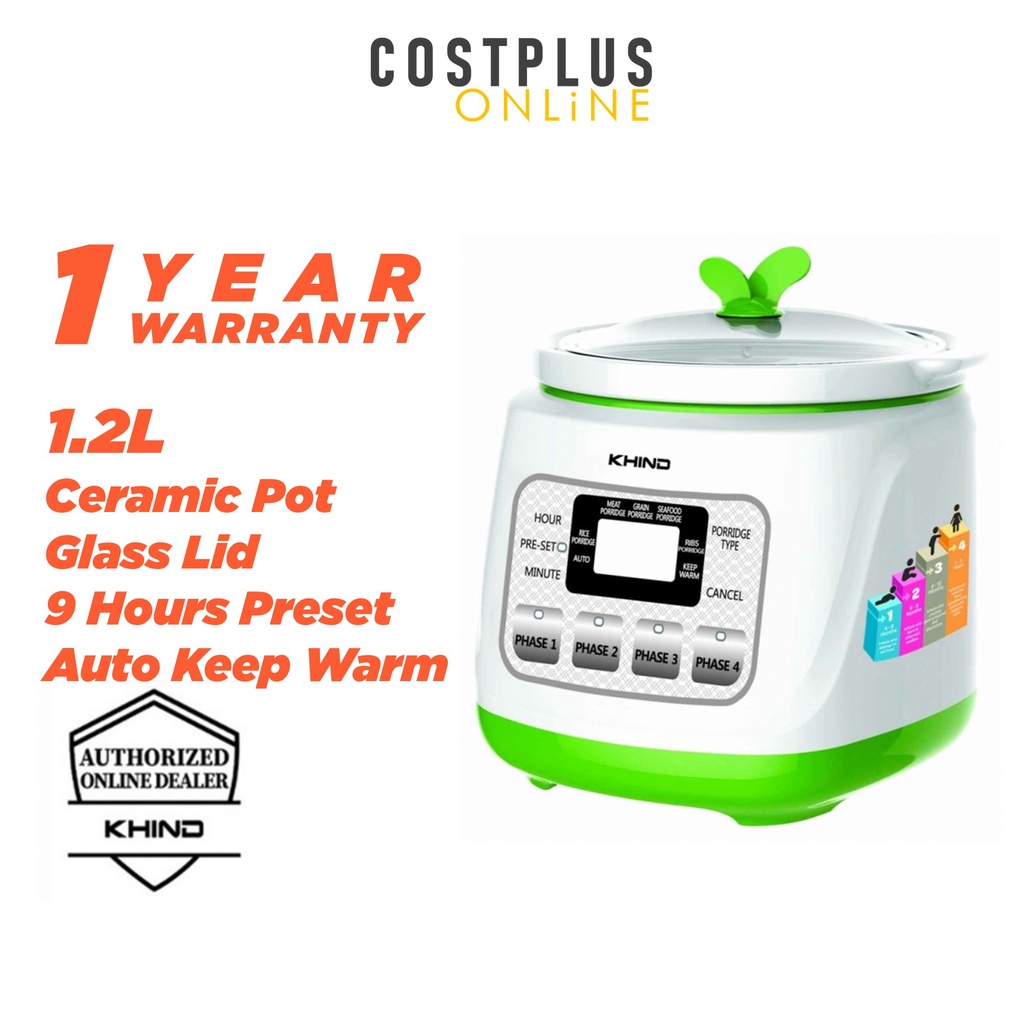 Khind Baby Porridge Cooker 1L with Ceramic Pot BP12 | Shopee Malaysia