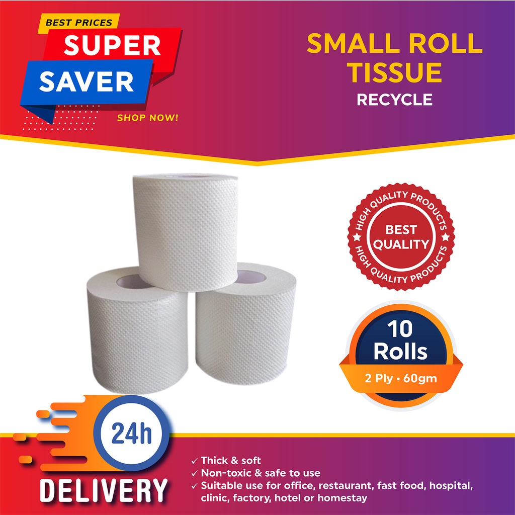 Small Roll Tissue 2 Ply Recycle Tissue (10 roll/pack) | Shopee Malaysia