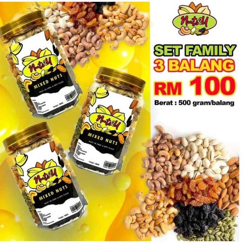 [READY STOCK] MIXED NUTS / FAMILY SET 3 BALANG RM100 | Shopee Malaysia