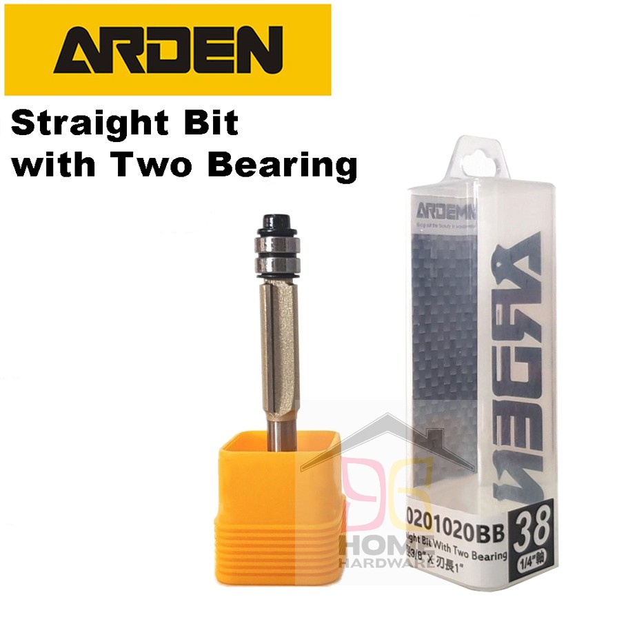 Arden Straight Wood Router Bit Double Flute With Two Bearing ...