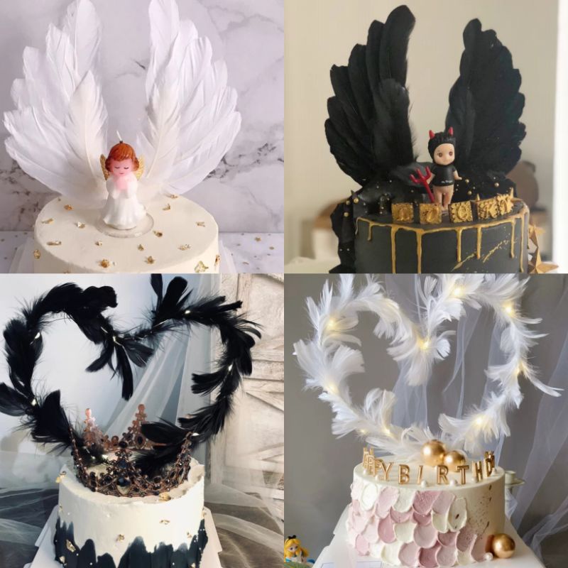 Angel Wing Cake Topper Feather Cake Topper Wings Cake Decoration 天使蛋糕 ...