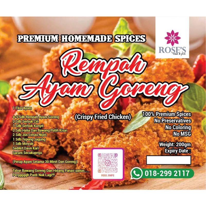 Roses Rempah Ayam Goreng Original Nasi Kandar Penang(200g) | Shopee ...