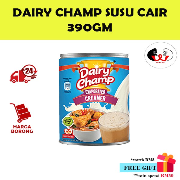 Dairy Champ Susu Cair/Evaporated Creamer/Krimer Sejat [390GM] | Shopee ...