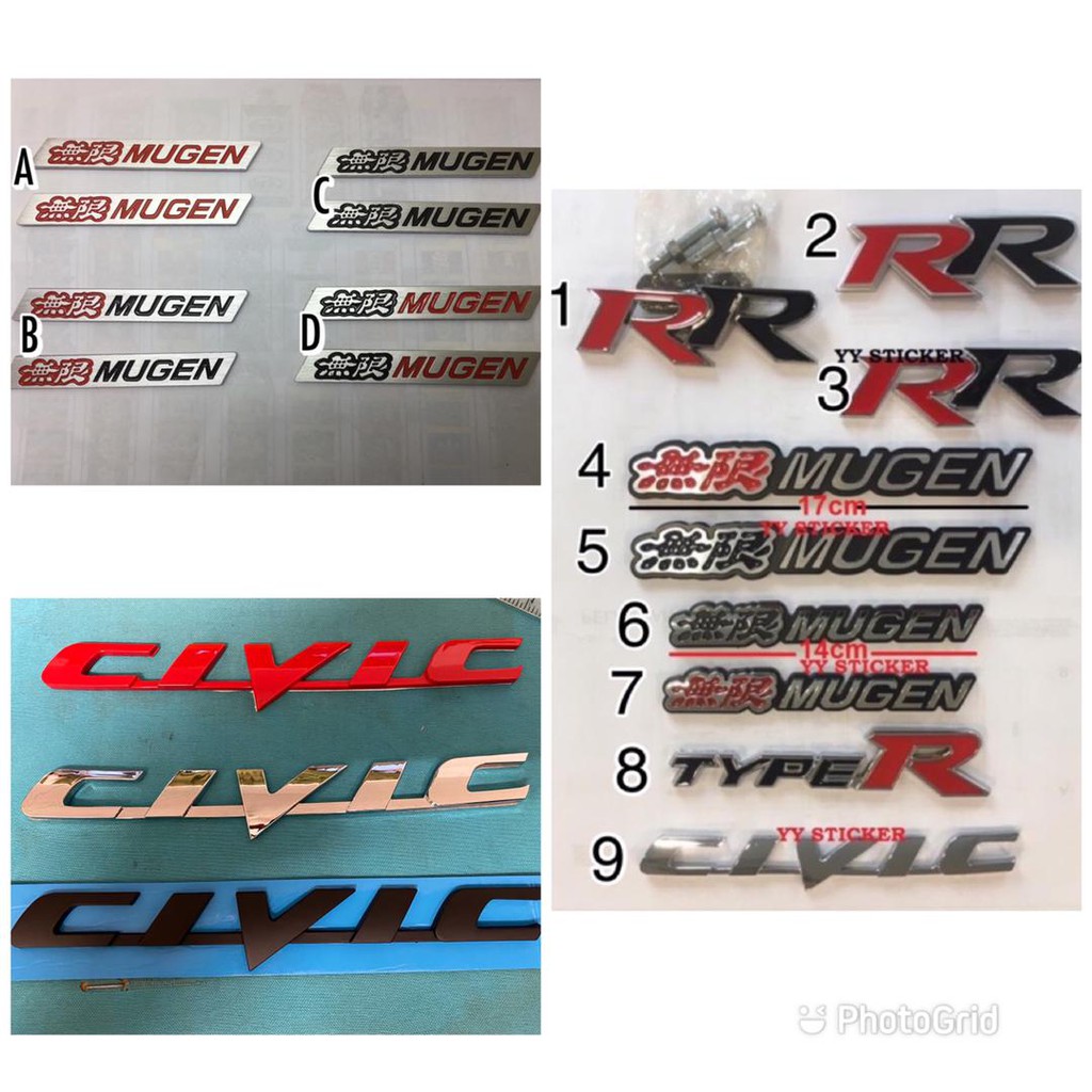 Emblem mugen Honda FD FC civic mugen RR TypeR Type R mugen RR honda ...