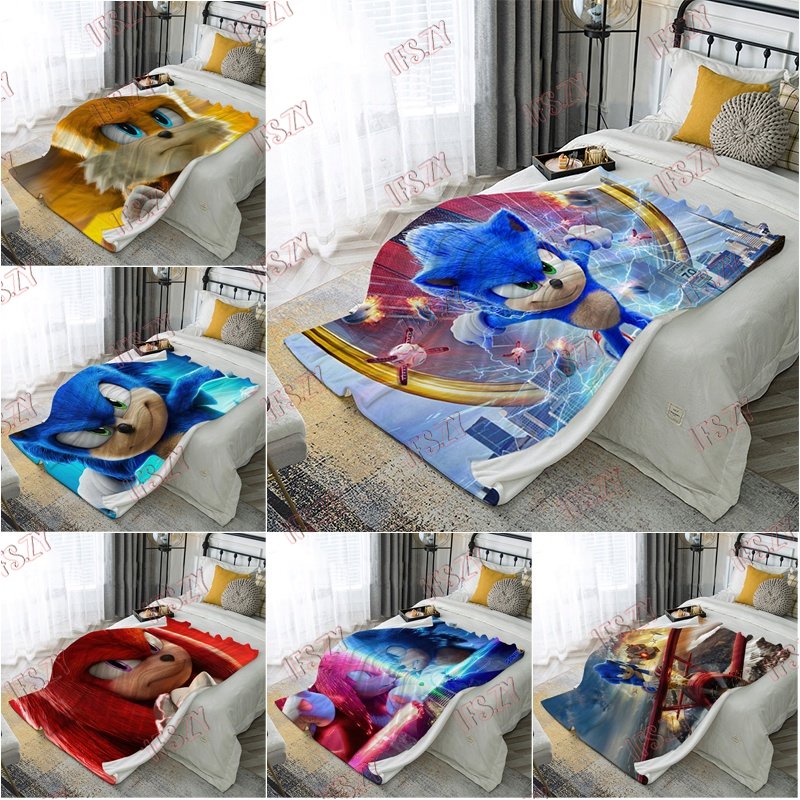 Sonic The Hedgehog Sonic & Tails & Knuckles 4 Size Flannel Blanket ...