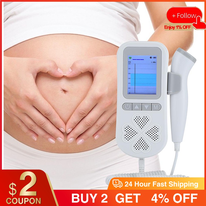3.0Mhz Baby Doppler Fetal Dual ModePregnant Infant Heart Rate Monitor ...