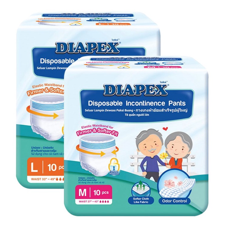 DIAPEX ADULT DISPOSABLE INCONTINENCE PANTS (M-10 | L-10) | Shopee Malaysia