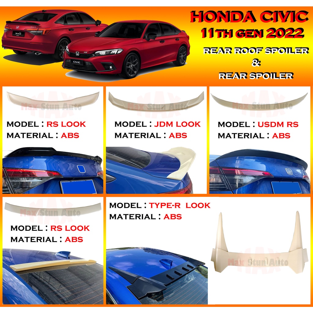 HONDA CIVIC FE 2022 11th GEN REAR TRUNK SPOILER DUCKTAIL & REAR ROOF ...