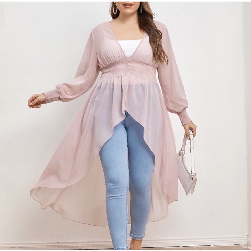 Plus Size Blouse Premium (Long Sleeve) | Shopee Malaysia