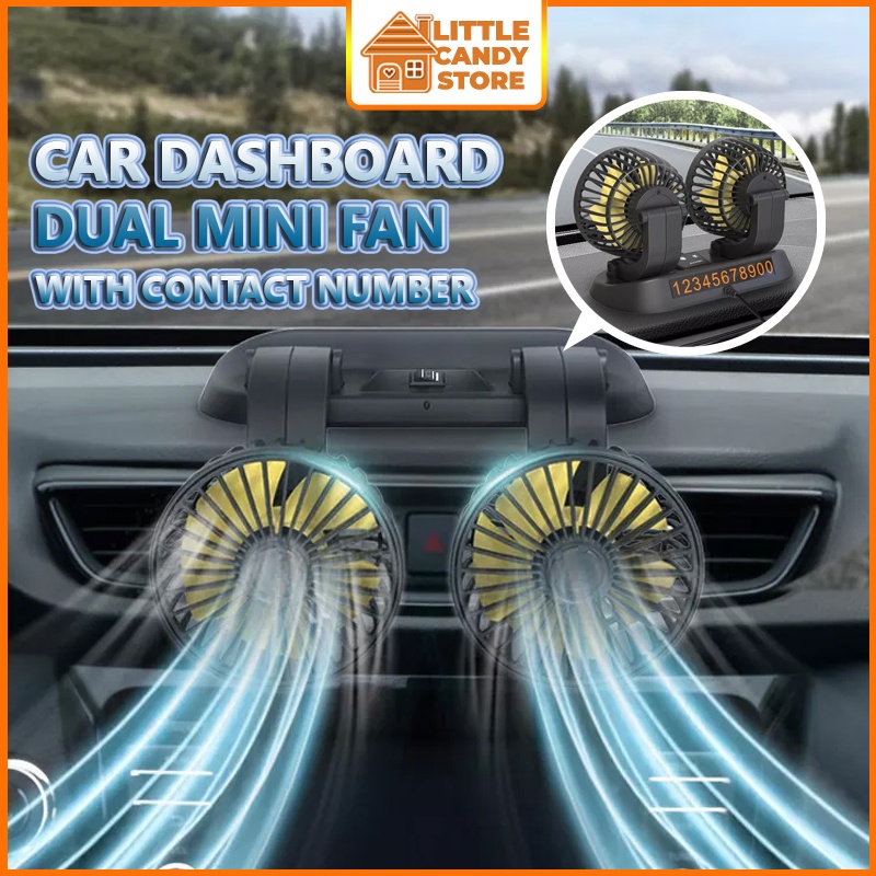 Car Strong Dual Fan Air Conditioning Double Booster Cooler 360° Desktop ...