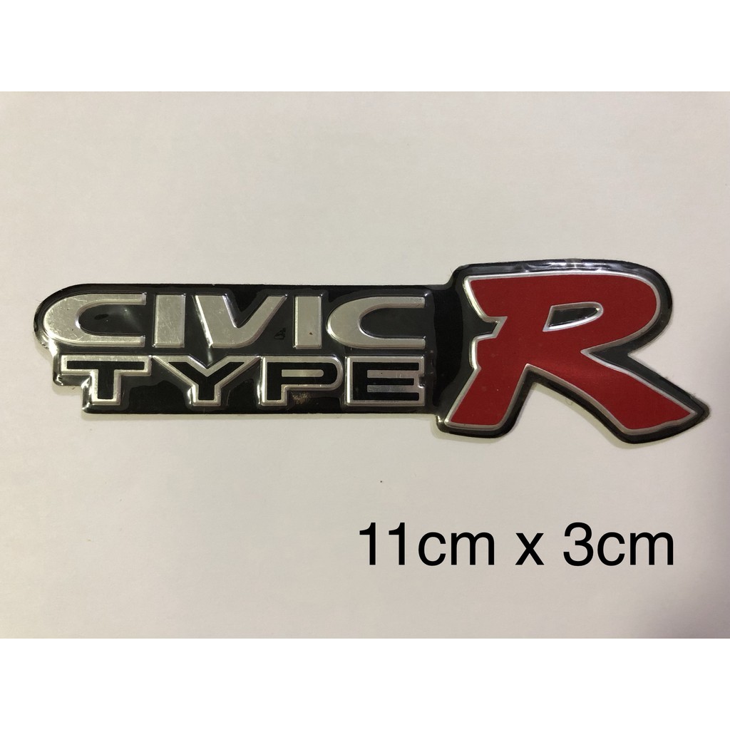 Car Aluminum Emblem CIVIC Type R 11cm x 3cm Motorsport Honda Type-R ...