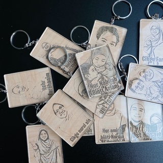 Keychain ukir gambar, keychain kayu lapik Acrylic. Premium | Shopee ...