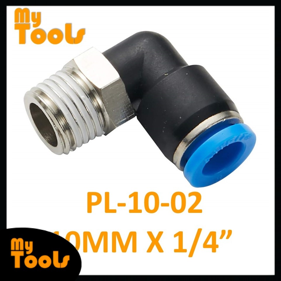 Mytools PL 10mm x 1/4" , 3/8" , 1/2" PL10 Male Threaded Elbow Tubing ...