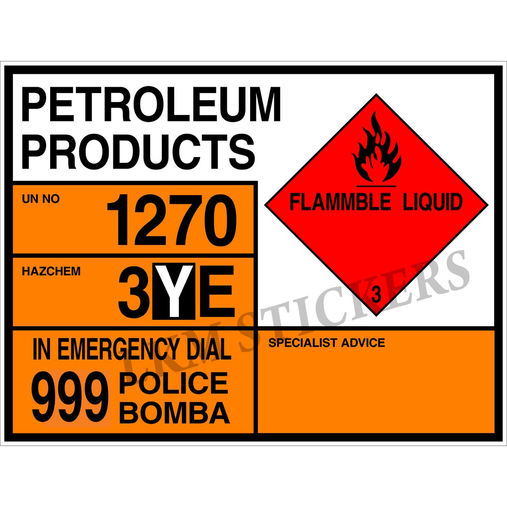 HAZCHEM STICKERS DIESEL PETROL PETROLEUM PRODUCTS BASE OIL, | Shopee ...