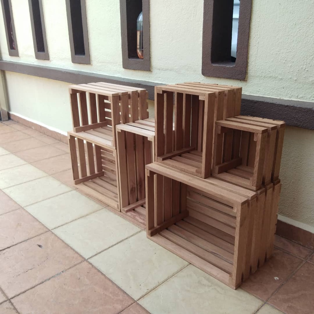 crates box/solid wood/wooden crate/kotak kayu meranti | Shopee Malaysia