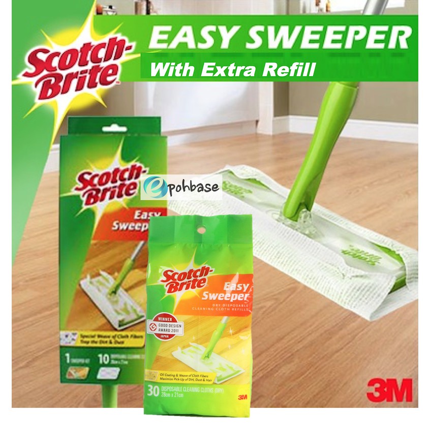 3M Scotch Brite Easy Sweeper Hygienic Cleaning Sweeper Wet refill Dry ...