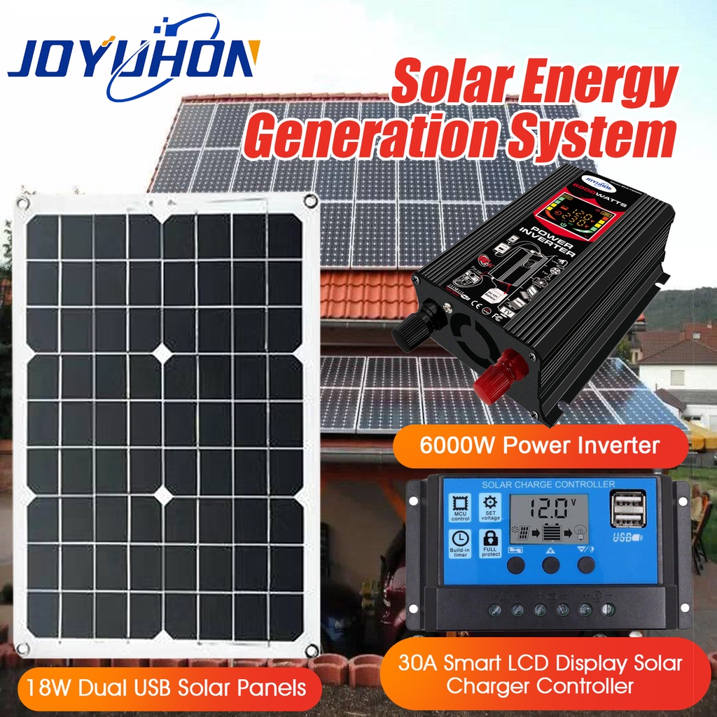 JOYUHON 6000W Power Inverter 18W Solar Panel and 30A Solar Controller ...