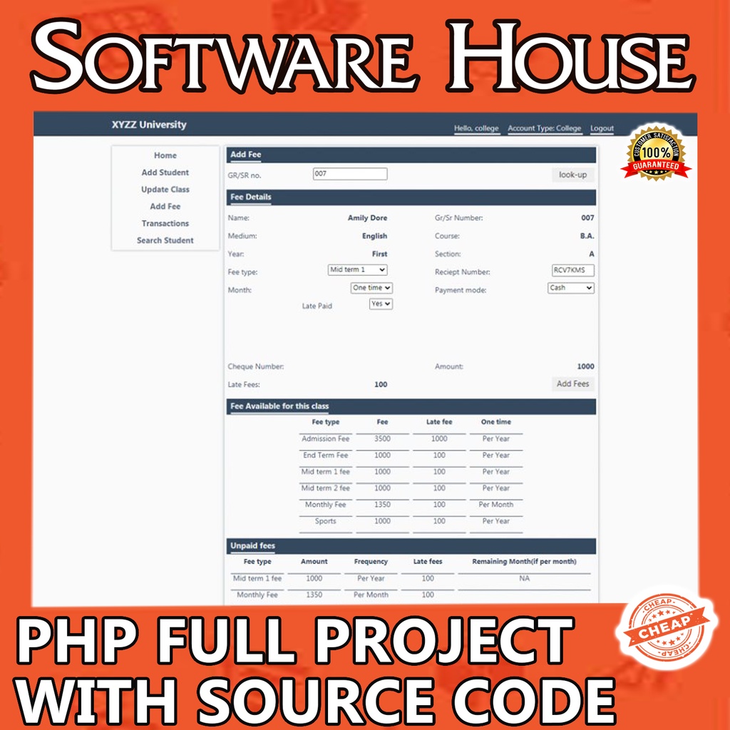 Fees Management System Full PHP Project with Source Code | Shopee Malaysia
