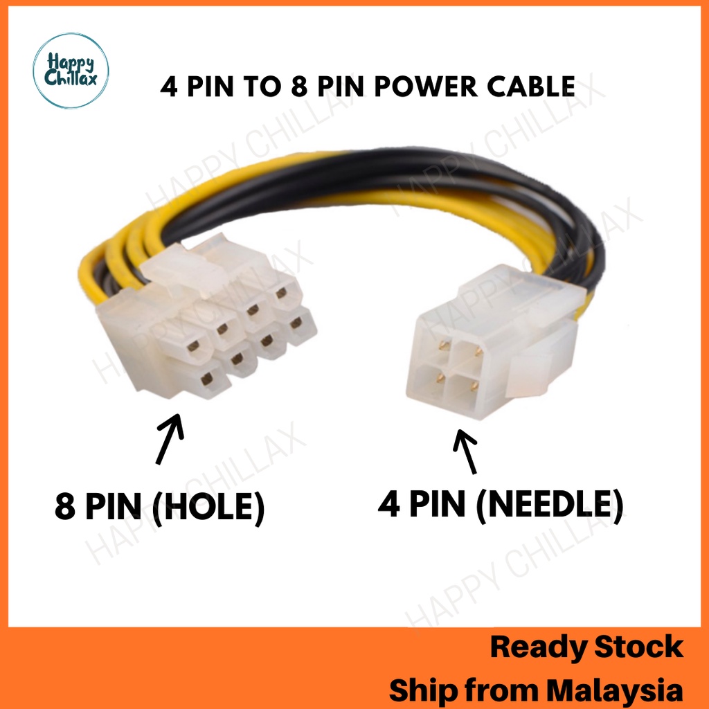 4 Pin to 8 Pin Motherboard CPU Power Adapter | Shopee Malaysia