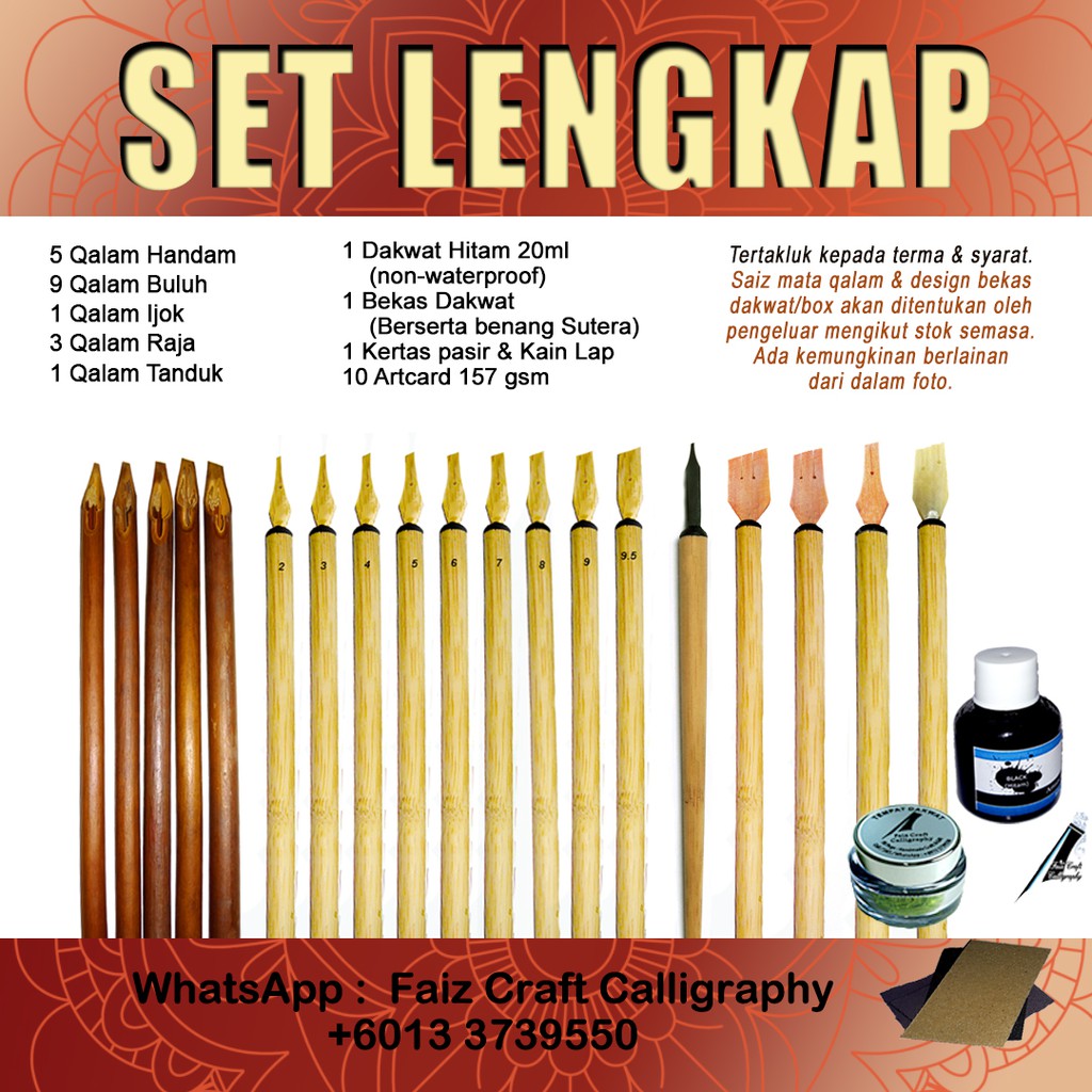 SET LENGKAP ALAT TULIS KHAT, PEN TRADITIONAL KALIGRAFI KHAT | Shopee ...