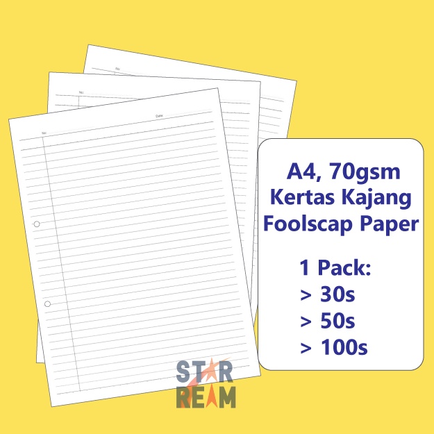 Kertas Kajang A4 Foolscap Paper 70gsm 30s/50s/100s Double Sided Single ...
