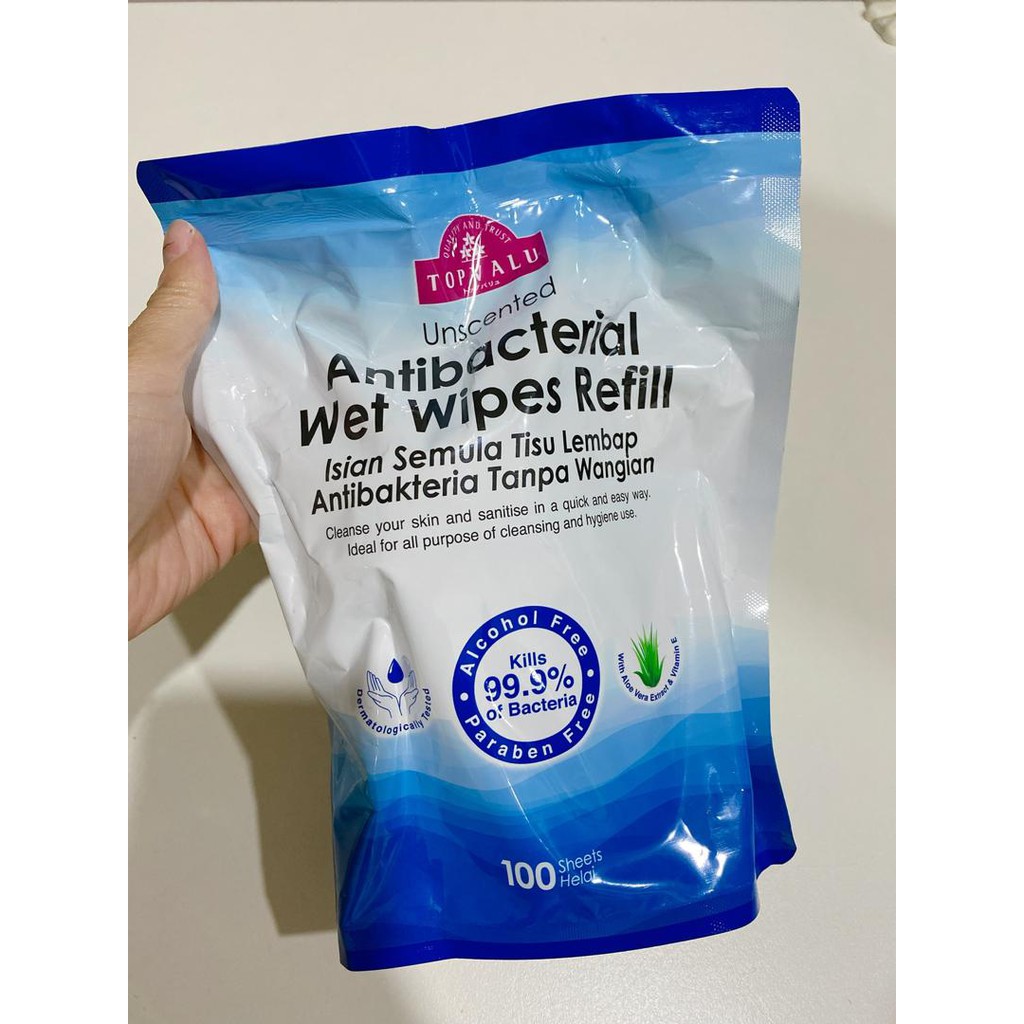 Topvalu Unscented Antibacterial Wet Wipes Refill (100 Sheets) | Shopee Malaysia