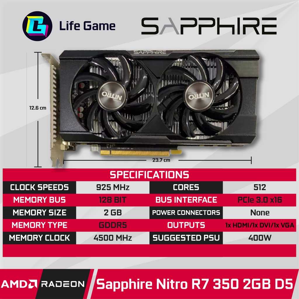 SAPPHIRE AMD R7 350 2GB Video Cards GPU AMD Original Radeon