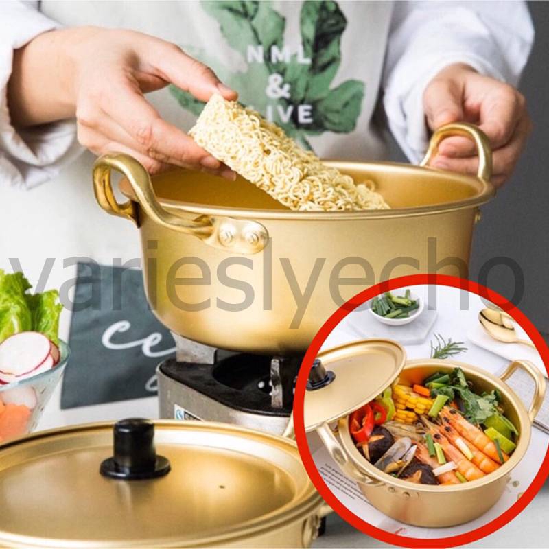 Korea Ramen Noodles Pot Full Set,Gold Aluminum Soup Pot Cooking Multi ...