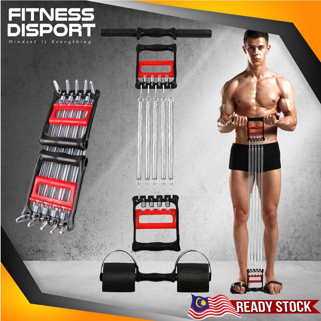 Spring Chest Expander Adjustable 3 in 1 Hand Gripper Heavy Duty Gym Arm ...