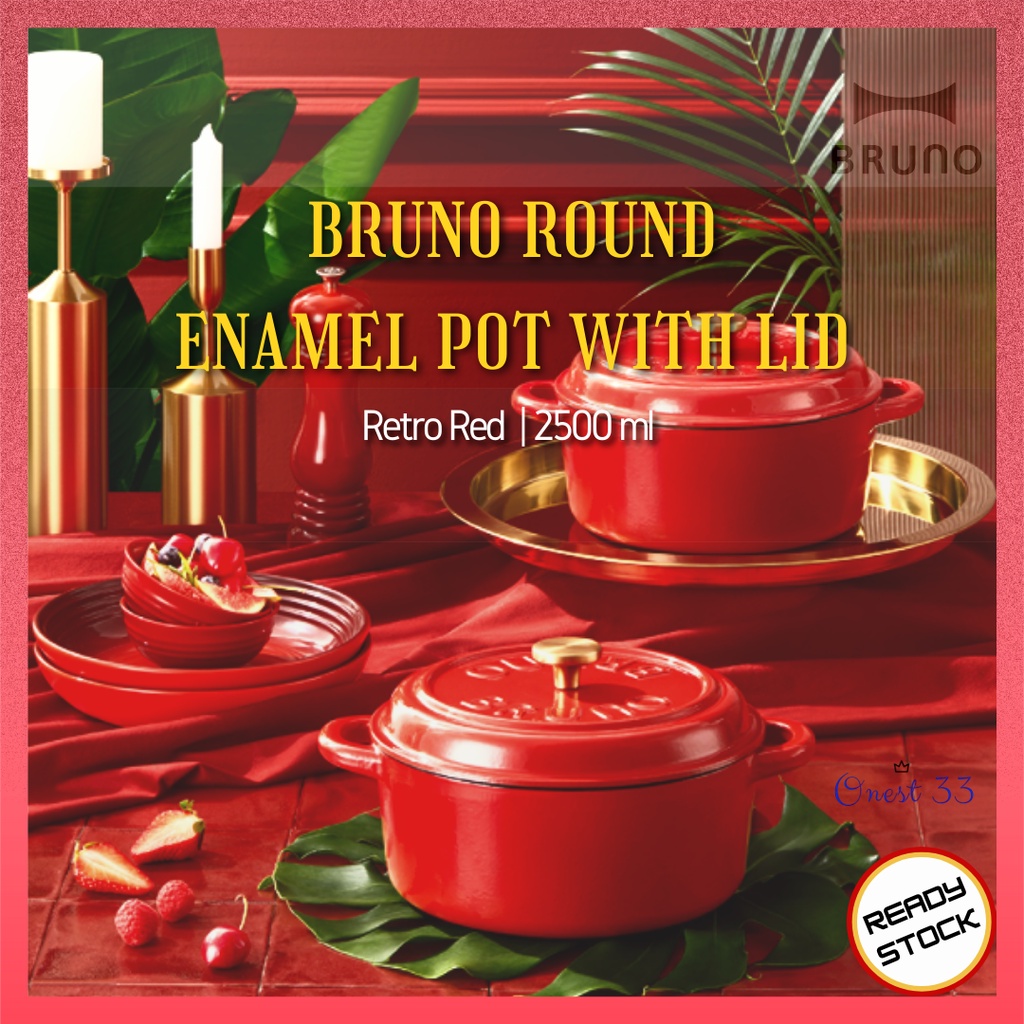 BRUNO Le Creuset Pot Cast Iron Pot 24cm Enamel Japanese Cooking Pot ...