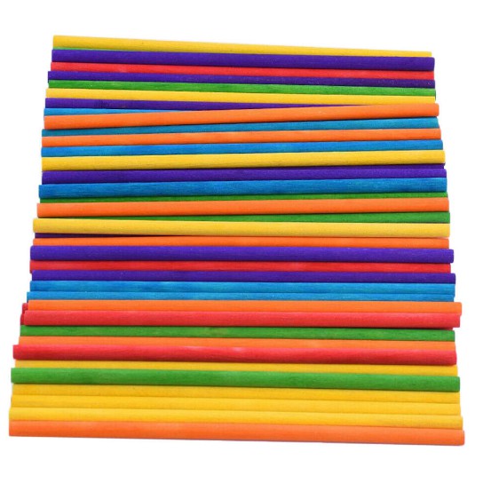 Colorful Pinewood Round Popsicle Craft Sticks 150mm x 5mm (24pcs ...